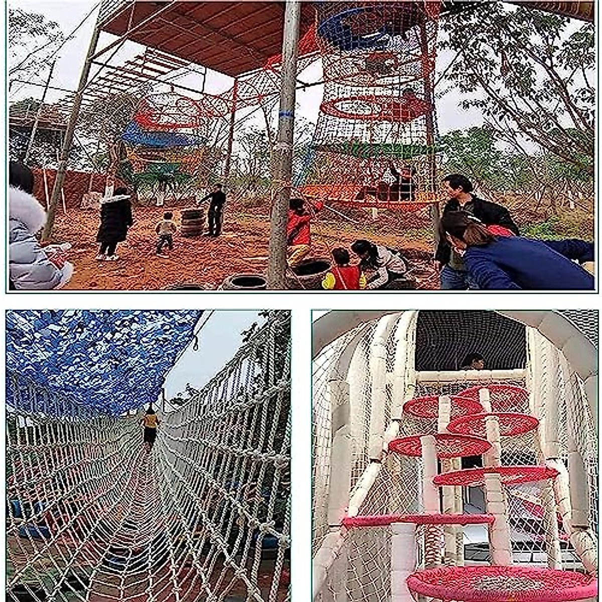 EkiDaz HXRW Rope Net Climbing Net for Kids Climbing Cargo Net Indoor Outdoor Safe Nets for Obstacle Course Playground Treehouse Playground Sets for Backyards (Size : 3 * 4m(9.9 * 12.12ft))