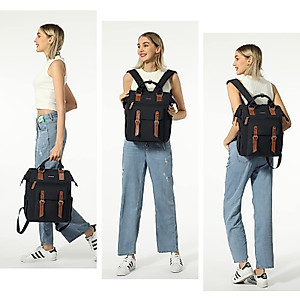 LOVEVOOK Laptop Backpack Purse for Women Work Travel Commuter Backpack College School Business Computer Bag Doctor Nurse Bags Student Bookbag , 15.6 Inch, Black-brown