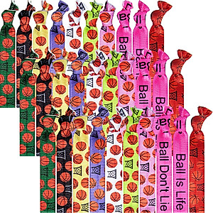 WILLBOND 30 Pieces Basketball Hair Accessories Basketball Hair Ties Elastics Ribbon Ties Sports Ponytail Holders No Crease Hairbands Gifts for Women Team Player