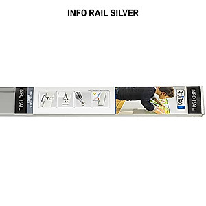 2x48-in. Art Display for Kids Artwork, Picture Rail in Silver for displaying Photos, Artworks, Posters, Notes, Documents at School, Home or Office - Ticket Holder for Restaurant, Wall Gallery