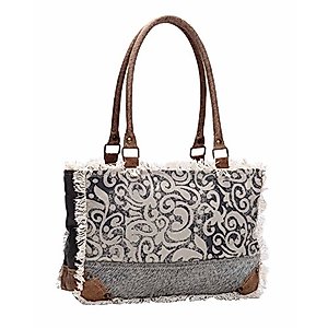 Myra Bag Leaf Swirls Upcycled Canvas Bag S-1151