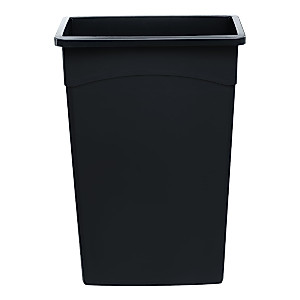 SunSierra 23 Gallon Slim Rectangular Trash Can with Dolly, Garbage Can, Heavy-Duty Wheeled Trash Bin, Rolling Trash Can for Warehouse/Commercial Facilities/Garage - Black