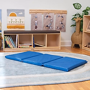 Kaplan Early Learning 3-Fold 2" Thick Mat - Set of 4 Folding Rest Mats with Vinyl Cover