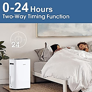 ROVRAK 50 Pint 3500 Sq. Ft. Dehumidifier 3 Modes Adjustable Household Dehumidifier, with Auto or Manual Drainage and 0.66 Gallon Water Tank Capacity for Living Room Wardrobe Garage