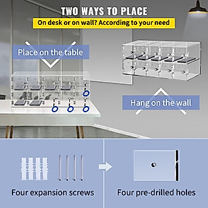 WACTO Acrylic Wall-Mounted Cell Phone Storage Locker with 10 Slots, Door Locks and Keys - Ideal for Office, Classroom, Gym - Clear