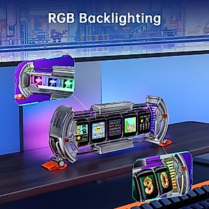 Divoom Times Gate - Cyberpunk Gaming Setup Digital Clock with Smart APP Control, WiFi Connect, RGB LED Display, Personalized Dashboard, Pixel Art for Gaming Room & Office Decor(Sliver)