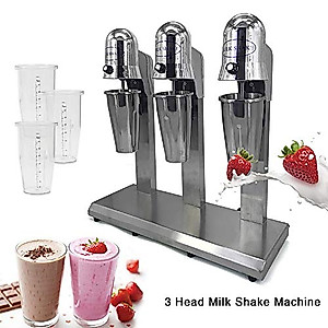 SNKOURIN Commercial Milkshake Maker,3 Heads Stainless Steel Beverage Blender Ice Cream Maker with 800ml Blender Cup for Restaurant Cafe Bar