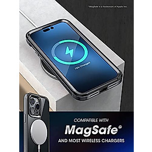 SUPCASE Unicorn Beetle EdgeMag Case for iPhone 14 Pro 6.1", Compatible with MagSafe Slim Frame Clear Protective Case with Built-in Screen Protector (Black)