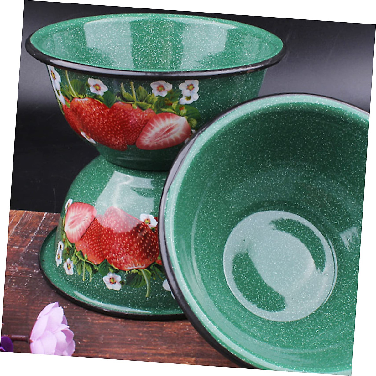 Operitacx Thickened Enamel Bowl Japanese Ramen Bowls Rice Bowls Japanese Pasta Accessories Enamel Popcorn Bowl Kneading Dough Bowl Instant Noddle Bowl Lunch Supply Soup Bowl Food Accessories