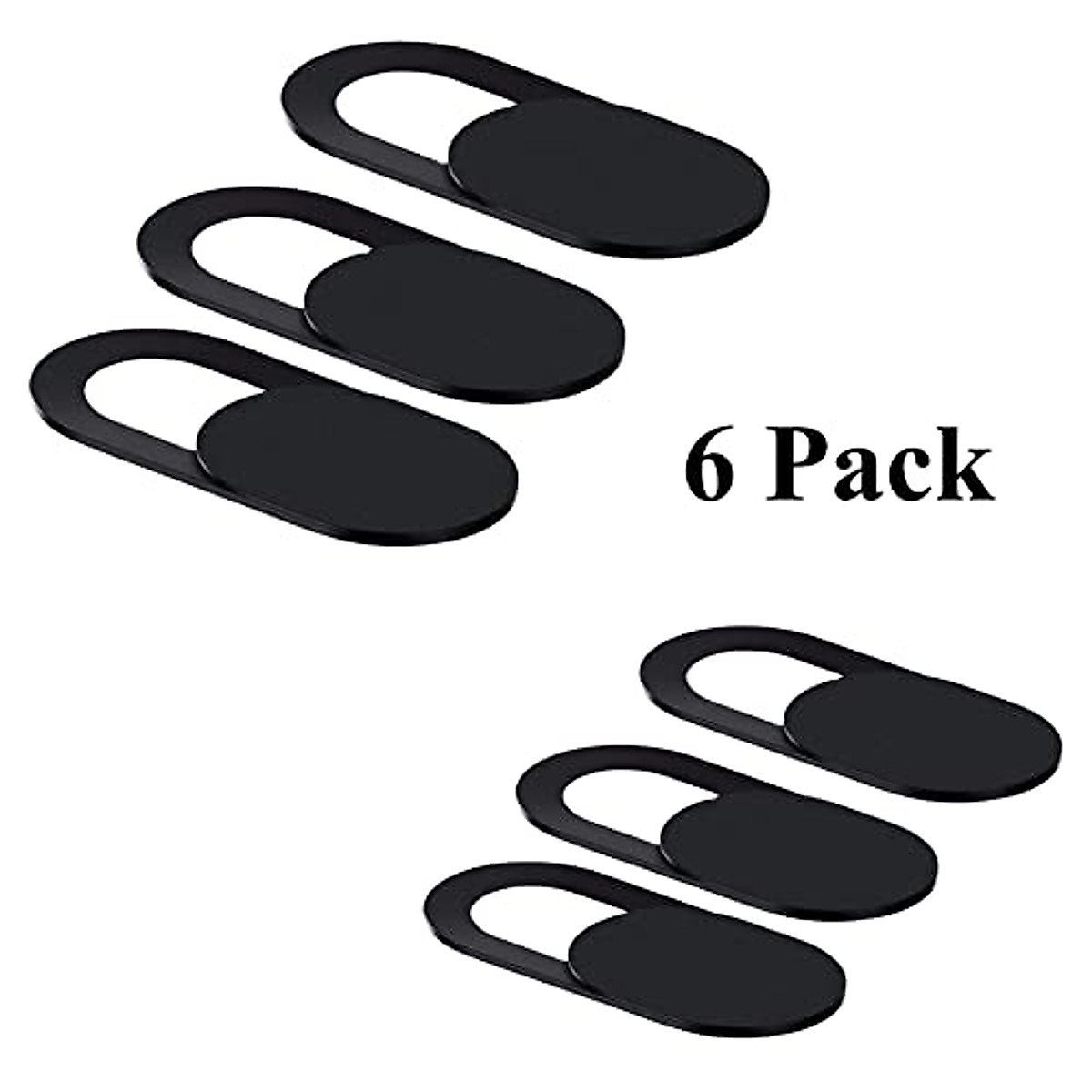 Webcam Cover Slide (6 Pack) 0.03 Inch Ultra-Thin Web Front Camera Cover for Laptop, PC, Desktop, Smartphone, Tablet, Blocker Slider Visual Privacy, Black