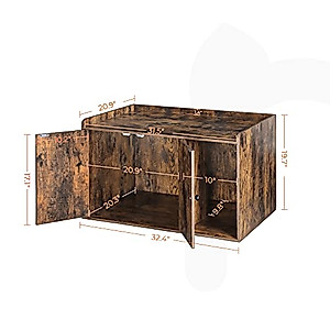 FEANDREA Litter Box Enclosure, Cat Litter Box Furniture Hidden, with Front Entry, Modern Cat House for Indoor Cat, Kitty, Side End Table, 32.4 x 20.9 x 19.7 Inches, Rustic Brown UPCL001X01