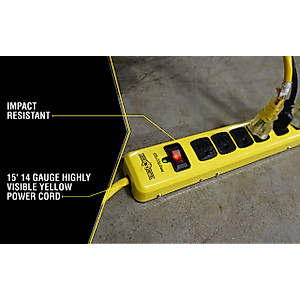 Yellow Jacket 5138N 5138 Metal Surge Protector Strip with 6 Outlets and 15 Foot Cord; Ft