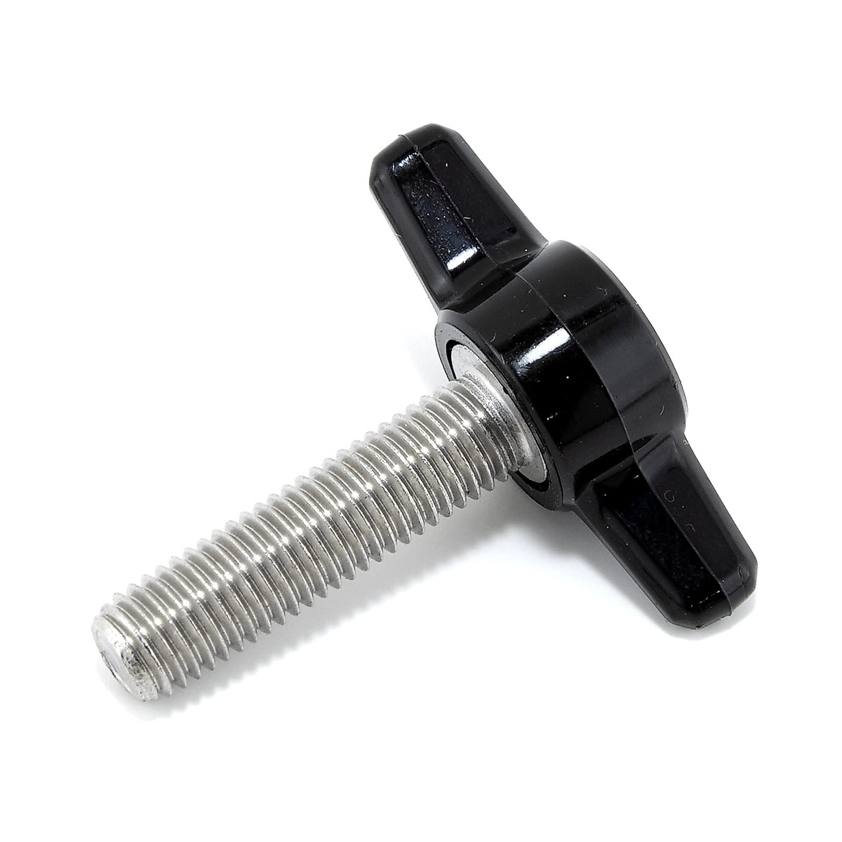 1/4"-28 x 1 Thumb Screw Stainless Steel - Black Tee Wing Plastic Knob - Fine Thread Thumbscrew - Length: 1.000" - Proudly Built in USA - Package of (4)