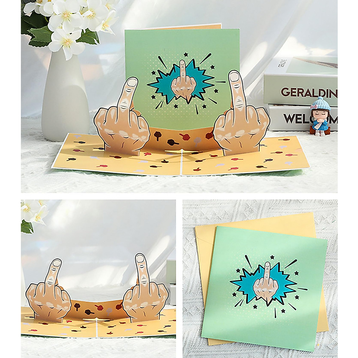 Sharonlily Funny Fuck Pop Up Card, Naught Joking 3D Greeting Card for Friend Him Her, Adult Rude Birthday Sympathy Encouragement Card