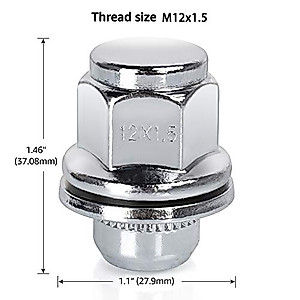 PUENGSI 24Pcs 12mmx1.5 Wheel Lug Nuts, Mag Seat Chrome M12x1.5 Lug Nuts, 1.46" Tall 13/16”Hex Closed End Lug Nuts with Washer Compatible for Toyota Camry Sienna Lexus Vehicles
