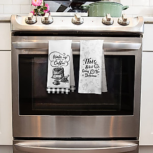 Funny Kitchen Towels Decorative Set, Cute Kitchen Towel Sets 2 Pack Chef Towels for Kitchen BBQ Dish Towels Farmhouse Christmas Kitchen Towels Housewarming Gifts for Women Hostess gifts 16x23.5 Inch