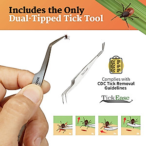 TickEase Tick Kit, Tick Removal Kit for Humans & Pets, First Aid Tick Removal Kit Tick Tweezers, Magnifier, Tick Testing Instructions, Antibiotic Ointment Packets, & More