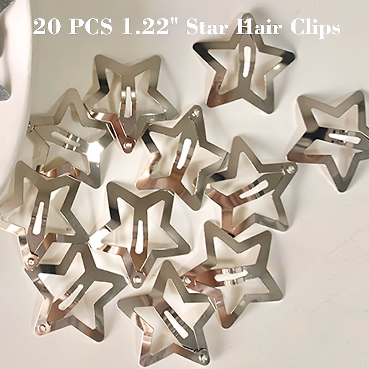 20 PCS 1.22" Star Hair Accessories - Non-Slip Metal Snap Clips and Barrettes for Girls & Women, Y2K Style