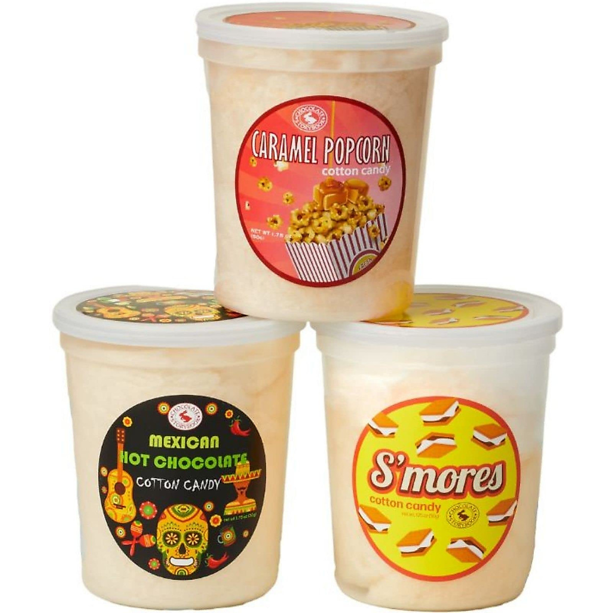 Campfire Classics Cotton Candy Gift Set of 3 Caramel Popcorn, Mexican Hot Chocolate, S'mores - Unique ideas for Holidays, Birthdays, Gag Gifts, Party Favors