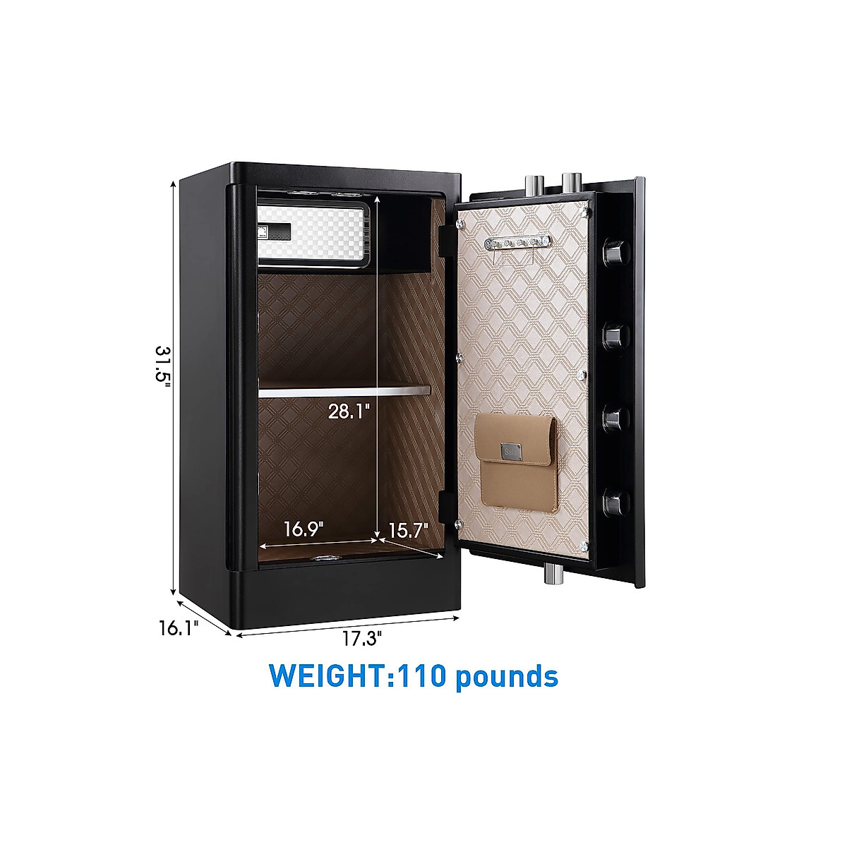 Tenamic Deluxe Biometric Fingerprint Safe Box Smart Touch Screen Fireproof Safe for Home Office Hotel 5.1 Cubic Feet