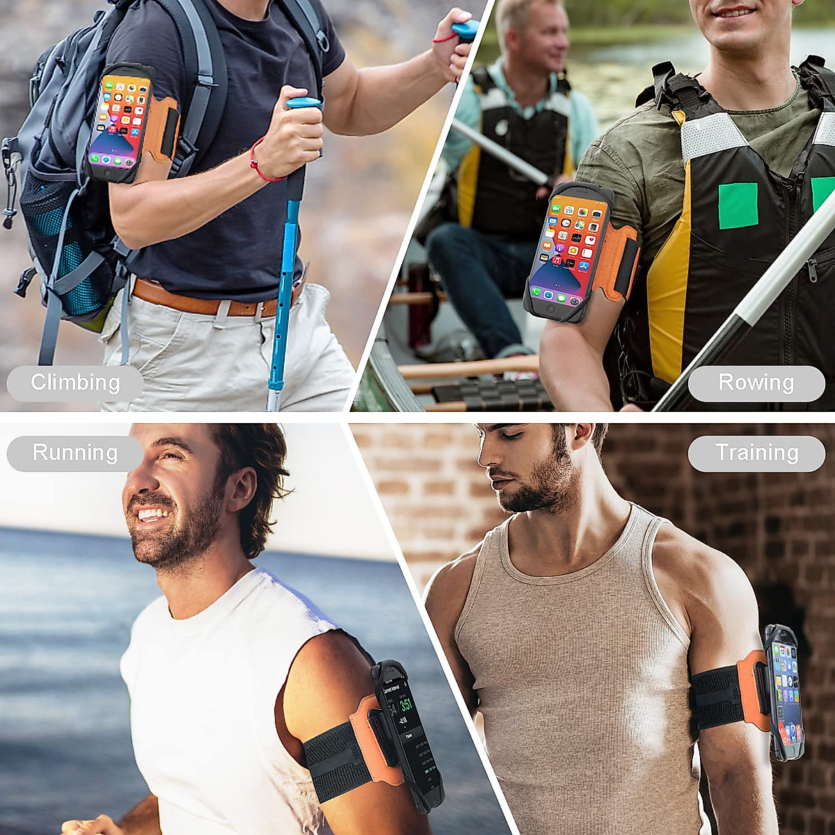 Bidook Armband Case Running Phone Holder 360° Rotatable Hiking Rowing Mountaineering Biking Phone Arm Band for iPhone 14 13 12 11 Pro Max Mini SE Xs XR X 8 7 Plus Samsung LG Google Pixel Motorola