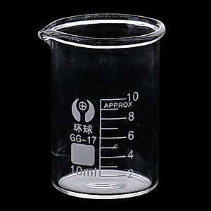 SGerste 10ml 25ml 50ml Glass Transparent Beaker Borosilicate Measuring Glass Beaker Glassware School Chemistry Laboratory Study Supplies