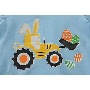 Toddler Boys T-Shirt Easter Shirt Eggs Tractor Bunny Tops Kids Short Sleeve Hoppy Easter Baby Tees 2T