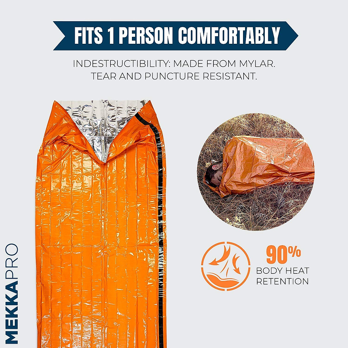 MEKKAPRO SOS Emergency Thermal Bivy Sleeping Bag with Survival Whistle, Survival Bivvy Sack, Mylar Emergency Blanket