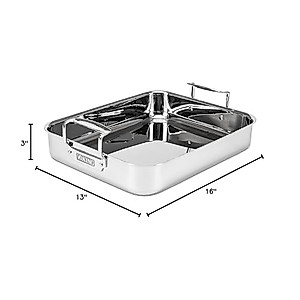 Viking Culinary 3-Ply Stainless Steel Roasting Pan, Includes a Nonstick Rack, Dishwasher, Oven Safe, Works on All Cooktops including Induction
