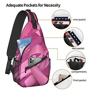 KUOAICY Breast Cancer Pink Ribbon Crossbody Bags For Women Men Chest Shoulde Hiking Travel Accessories Daypacks, One Size