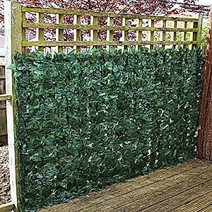 True Products S1011D Artificial Screening Ivy Leaf Hedge Panels On Roll Privacy Garden Fence 1m x 3m high Long, Green, 4 kg