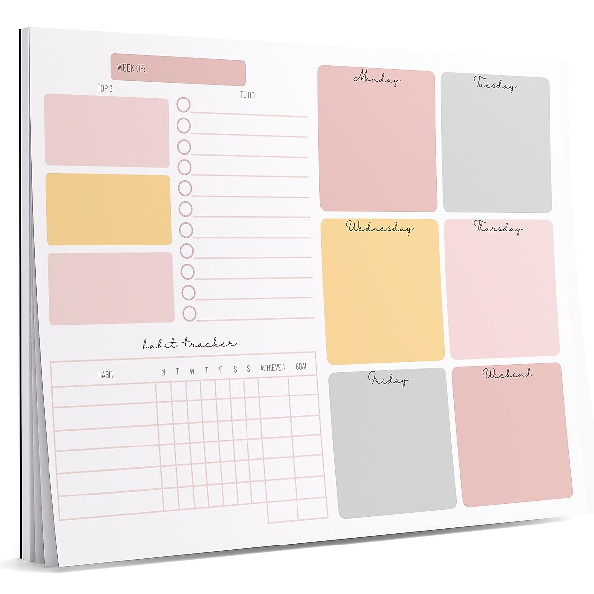Weekly Planner Notepad Tear Off – 52 Undated Weekly Sheets Daily To Do List Notepad, Habit Tracker, Academic Planner Notebook, Daily Work Planner- Full Year Productivity Planner Weekly To Do List Pad