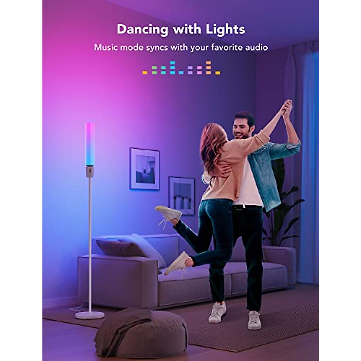 Govee RGBIC Floor Lamp, LED Corner Lamp with Wi-Fi App Control, Smart Floor Lamp with DIY Mode, 64+ Scenes, Music Sync, 1500 Lumens Modern Cylinder Standing Lamp for Bedroom, Living Room