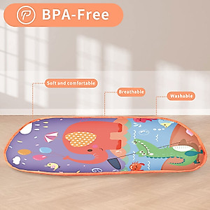 Baby Gym Play Mat, Kick and Play Piano Gym Mat for Infants, Tummy Time Mat Activity Center with Mirror for Newborn Toys 3-6-9 Months(Orange)