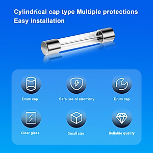 2 Pcs 5304509451 Microwave Fuses 20a 125v for Frigidaire Microwaves,Applicable for GE WB27X11138 WB27X10388 PS5136235 00469295 30469294 50462164 PS5136235 AP5648907 Microwaves Oven Fuse 6x30mm