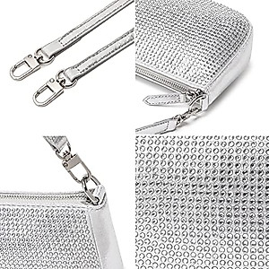 Rhinestone Purse Sparkly Bag Silver Diamond Shoulder Bag for Women Evening Prom Clutch Y2K Bag