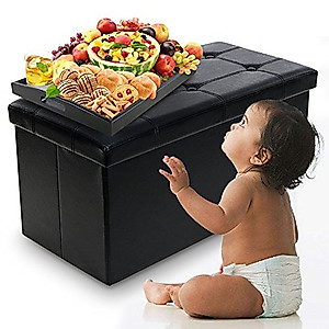 SILILUN Serving Tray Black Large Food Tray Breakfast Tray Wood Butler Tray with Handle 17.77 x 13.72 x 1.78