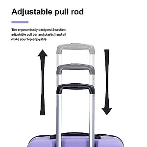 Travelhouse Expandable Hard Shell Luggage 3 Piece Set, PC Hard Wheel Luggage Set with Spinner Wheels, TSA Lock, 20 inch 24 inch 28 inch Women's suitcase set(light purple)