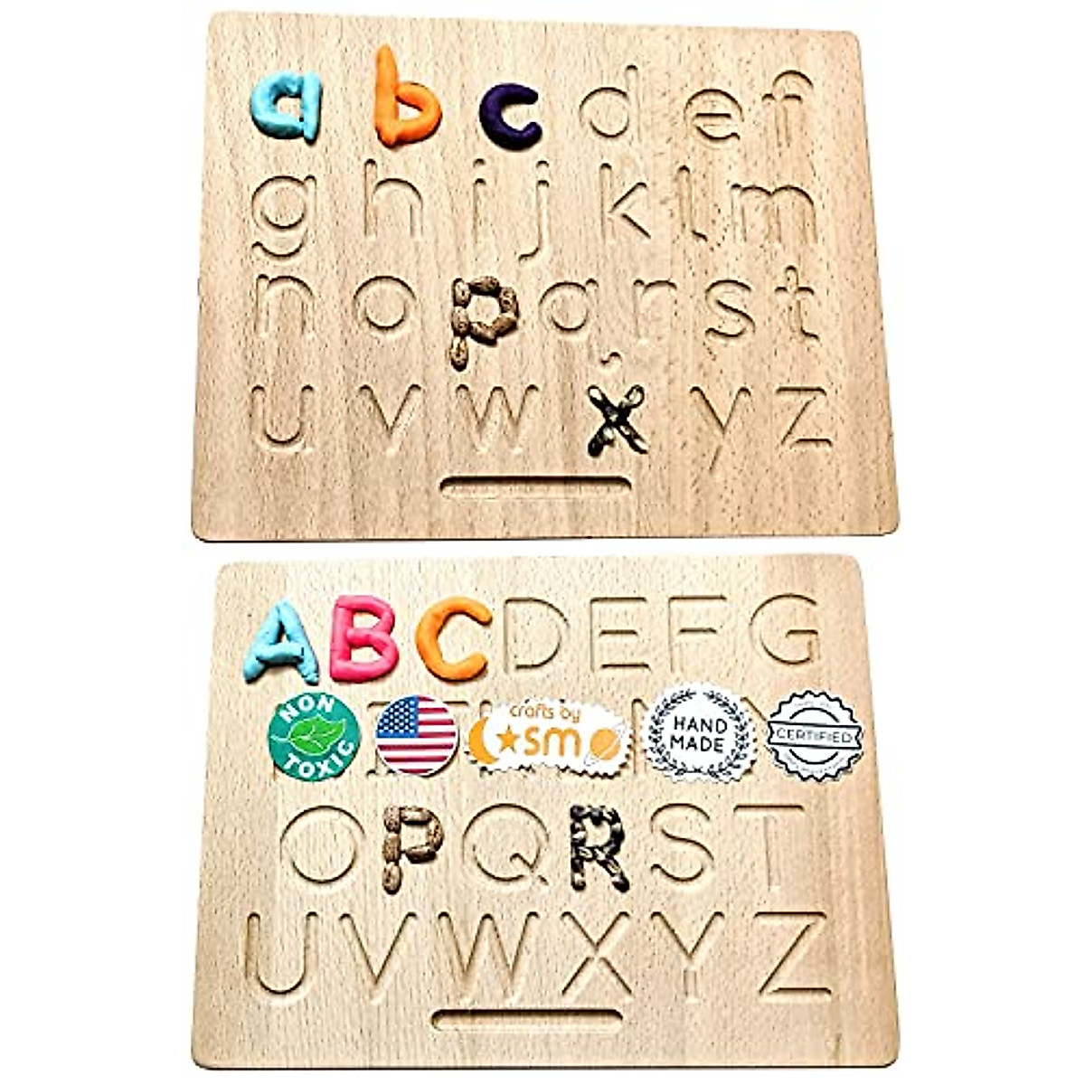 Montessori Pre Writing | Numbers | Print | Cursive | Alphabet Tracing Board with Wooden Pen