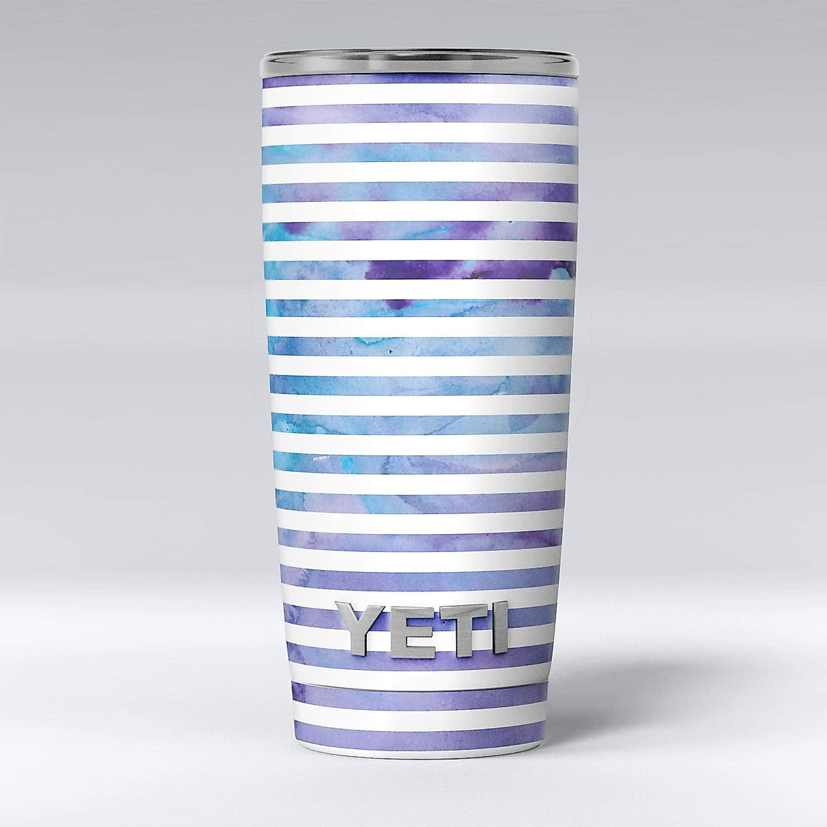 Design Skinz White Horizontal Stripes Over Purple and Blue Clouds - Skin Decal Vinyl Wrap Kit Compatible with The Yeti Rambler Cooler Tumbler Cups