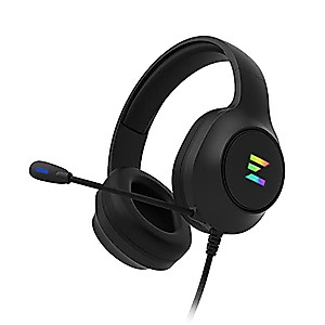 Zalman HPS310 Wired Over Ear Headphones, Gaming Headset w/Flexible Microphone, Hi-Fi 7.1 Surround Sound, Adjustable Headband, Memory Foam Earpads, RGB Spectrum, 50mm Neodymium Drivers - Black