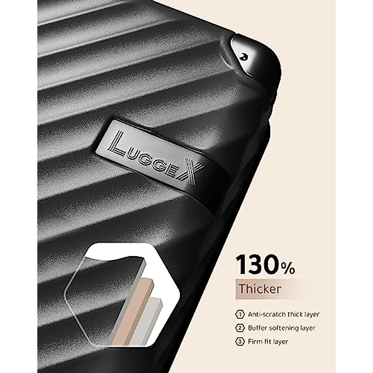 LUGGEX Carry On Luggage 22x14x9 Airline Approved - Polycarbonate Expandable Hard Shell Suitcase with Spinner Wheels