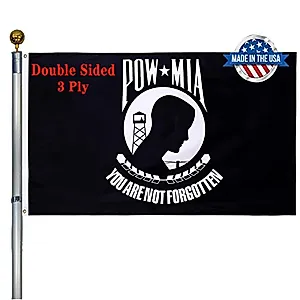 Pow Mia Flag 3x5 Outdoor Double Sided-US Mia Pow Military Flags-Heavy Duty 3 Ply Vivid Colors Double Stitched with Brass Grommets for Outdoor Indoor Truck