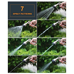 ESOW Garden Hose Nozzle 100% Heavy Duty Metal, Water Hose Sprayer with 7 Watering Patterns, Rear Trigger Design, High Pressure Nozzle Sprayer for Watering Plants, Car and Pet Washing