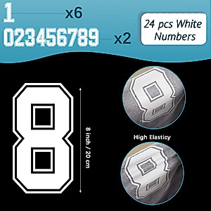 WILLBOND 24 Pcs Iron on Numbers, Jersey Heat Transfer Numbers 0 to 9 for Team Uniform Sports T-Shirt Football Basketball Baseball (8 Inch)