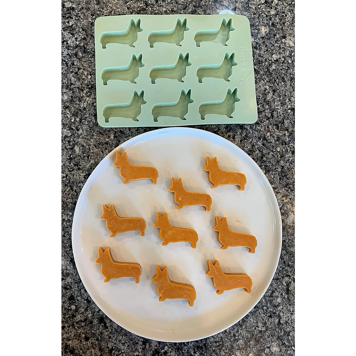 Kasian House Corgi Silicone Ice Cube Tray and Treat Mold, 9 Welsh Corgi Shaped Molds, BPA Free and Heat Resistant, Chocolate Mold