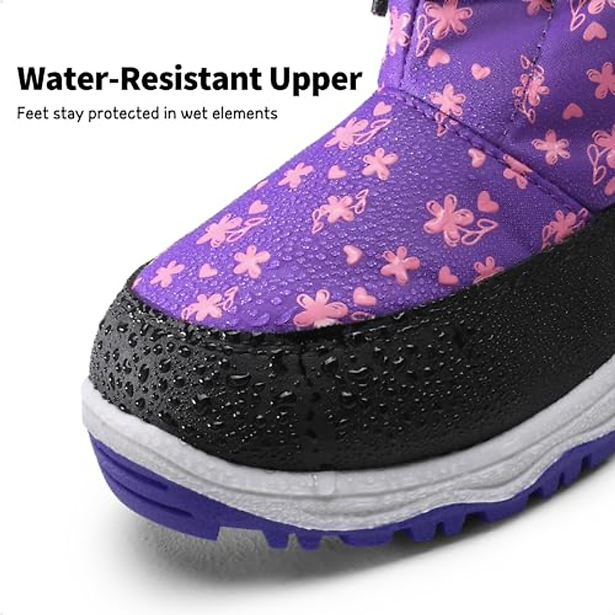 DREAM PAIRS Girls Snow Boots Warm Cozy Anti-Slip Lightweight Mid Calf Faux Fur Lining Winter Shoes for Little/Big Kids,Size 2 Little Kid,Purple,NORDIC