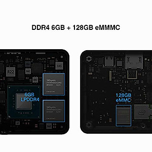 CHUWI LarkBox Pro Mini PC, Intel J4125, Smallest Windows 10 4K Desktop Computer with 6GB RAM / 128GB eMMC, Support BT 5.1, Dual WiFi, 4K, Linux