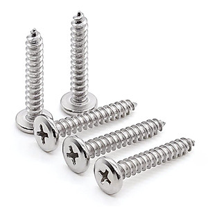 Glvaner M4 x 16mm (100 pcs) Stainless Steel Flat Round Head Phillips Drive Self Tapping Screws, 304 Stainless Steel 18-8, Sheet Metal Screws, Wood Screws