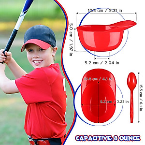 36 Count Summer Baseball Helmet Snack Ice Cream Bowl 8 oz Mini Baseball Cap Bowls Plastic Dessert Sundae Candy Bowls with 36 Spoons for Kids Birthday Sports Party Supplies (Red, Dark Blue)